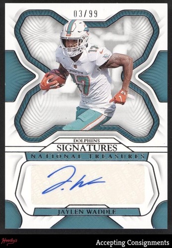 2022 Panini National Treasures Signatures #20 Jaylen Waddle AUTO 03/99 ...
