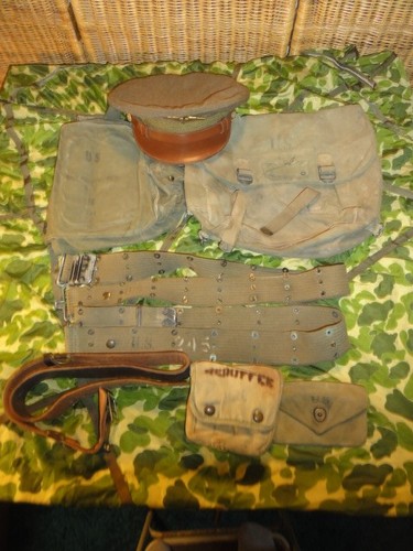 LOT OF WWII WEB GEAR AND SERVICE CAP | eBay