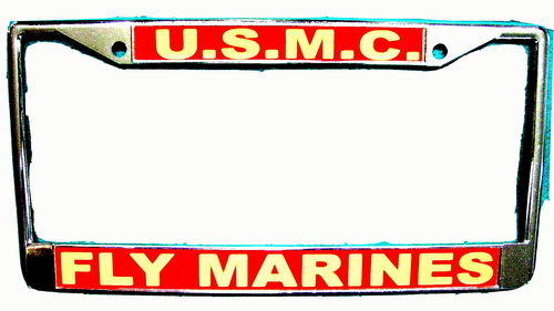 Military License Plate Frame-USMC/FLY MARINES-Chrome-#3342YRC | eBay