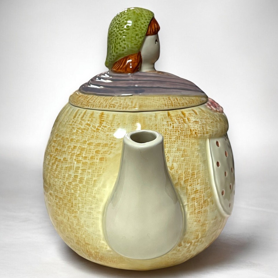 Vintage H&HD Lady W/Flowers Ceramic Tea Pot Locking Cover 1992-Rare ...