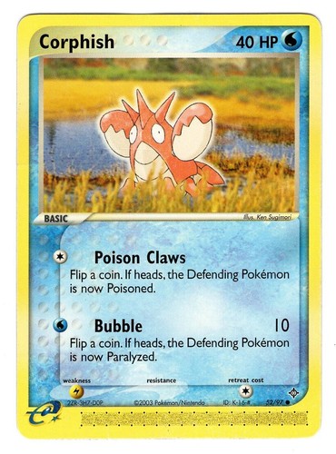 Pokemon TCG Corphish EX Dragon 52/97 E-Series Regular Uncommon Vintage ...