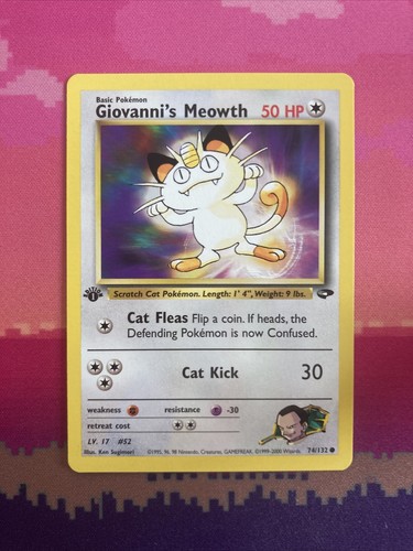 LIVE Pokemon Card Giovanni's Meowth Gym Challenge 1st Edition Common 74 ...
