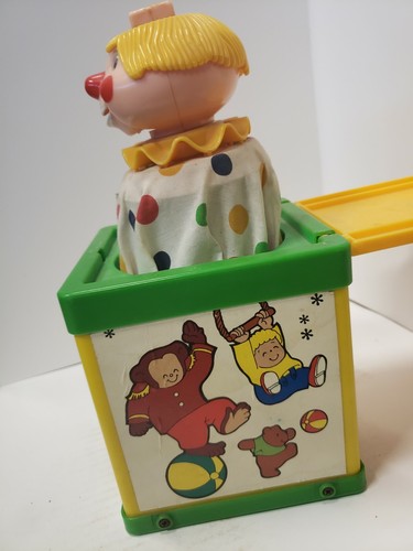 JACK IN THE BOX, CLOWN, RED BOX TOY FACTORY LTD NO. 7913 PUSH BUTTON ...