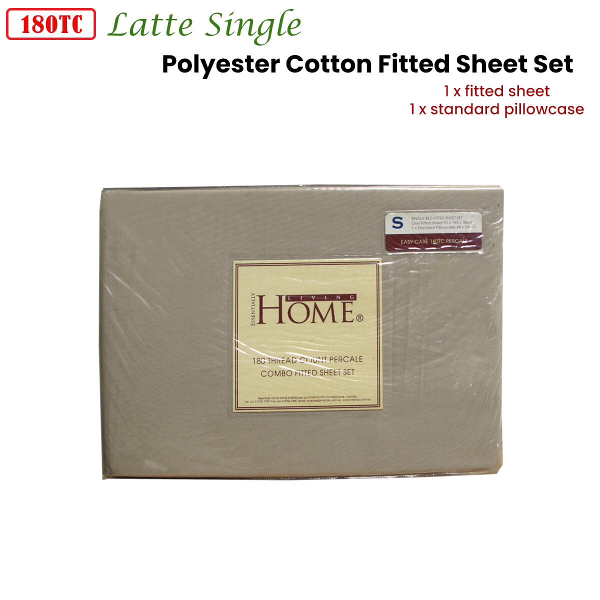180TC Latte Polyester Cotton Fitted Sheet Set Single 36cm Wall | eBay