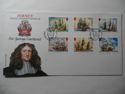 WORLD FDC : JERSEY ENGLAND GB UK 2009 SIR GEORGE CARTERET NAVAL FIRST ...