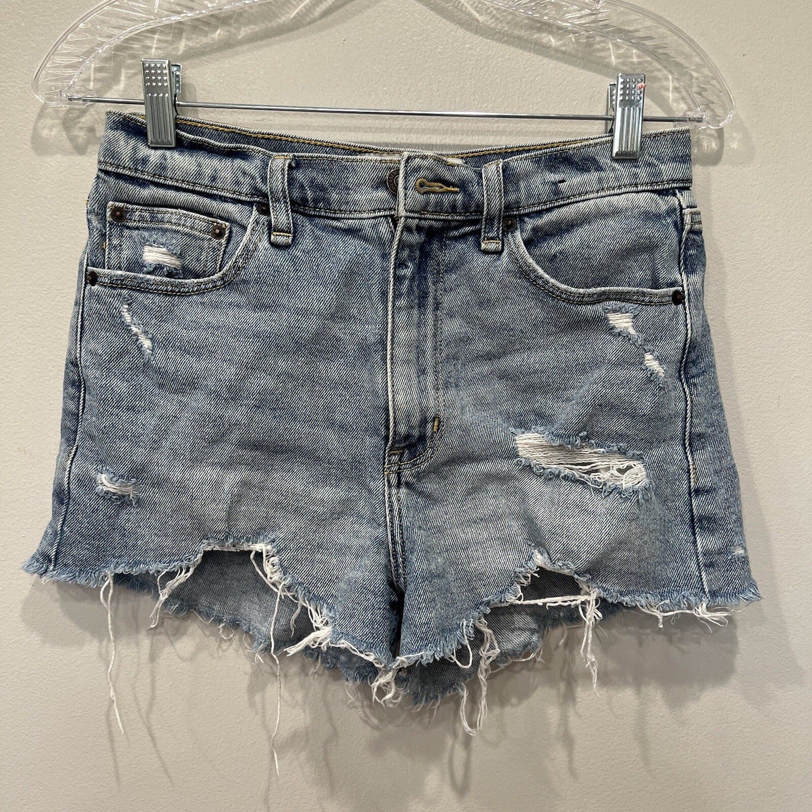 Abercrombie and Fitch High Rise Distressed Shorts Women’s Size 2/26 | eBay