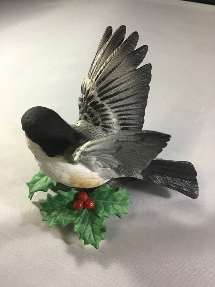 Lenox Black Capped Chickadee Holly Berries Fine Porcelain Figurine No ...