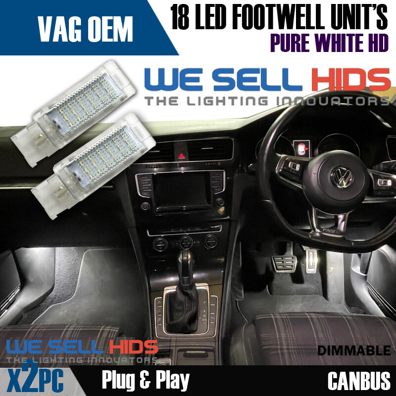 2x Golf MK5 MK6 MK7 7.5 LED VW Footwell Door Interior Lights under smd ...