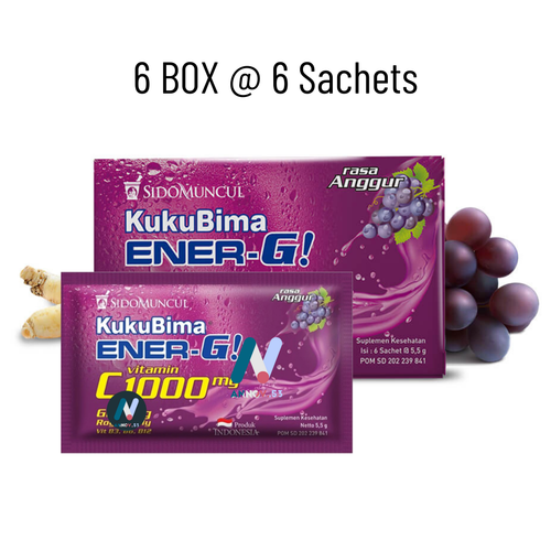 6Box KUKUBIMA ENER-G Vit C1000 Grapes Ginseng Energy Drink Stamina ...