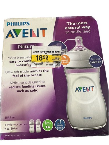 Philips Avent Natural Baby Bottle 9oz/260ml (2) 1 M+ New In Box Great ...