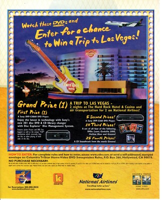 Vintage print ad advertisement Hard Rock Hotel Las Vegas DVD ...