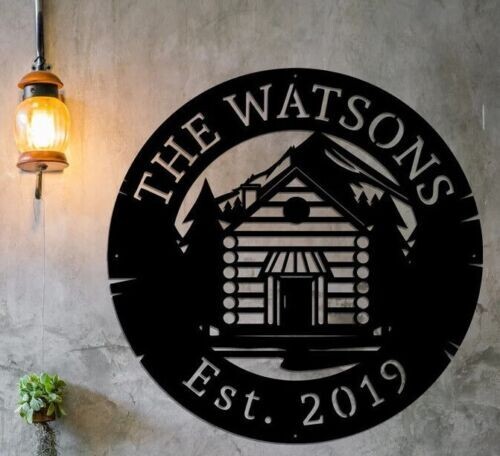 Personalized Cabin Monogram Metal Wall Art Family Name Sign Home ...