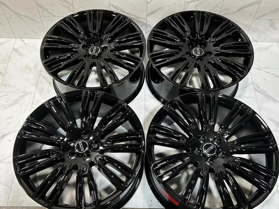 (4) 22x9.5 GLOSS BLACK WHEELS RIMS LAND ROVER RANGE ROVER VELAR SVR ...