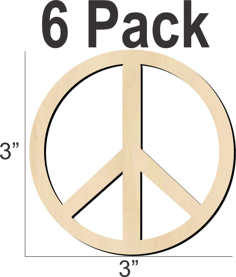 3" - Peace Sign -6 Pack - Wood Cutout Shape - Peace Signs. DIY Party ...