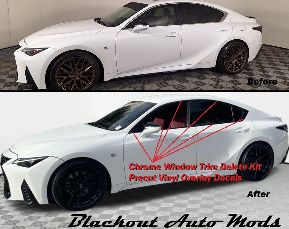 Gloss Black Window Chrome Trim Blackout Kit Fits 2021-24 Lexus IS300 ...