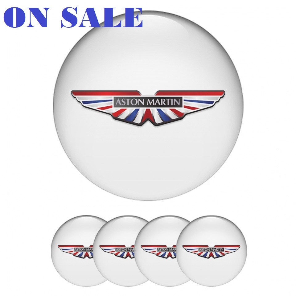 Aston Martin Stickers 4pcs. Set Logo Wheel Emblems Domed Silicone Epoxy ...