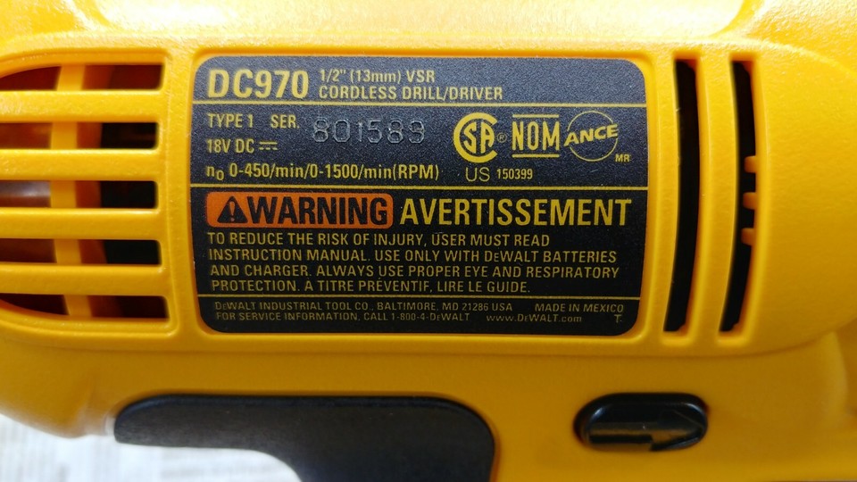 Dewalt DC970 18V 1/2" VSR 2-Speed Keyless Drill Driver-***NEW*** | eBay