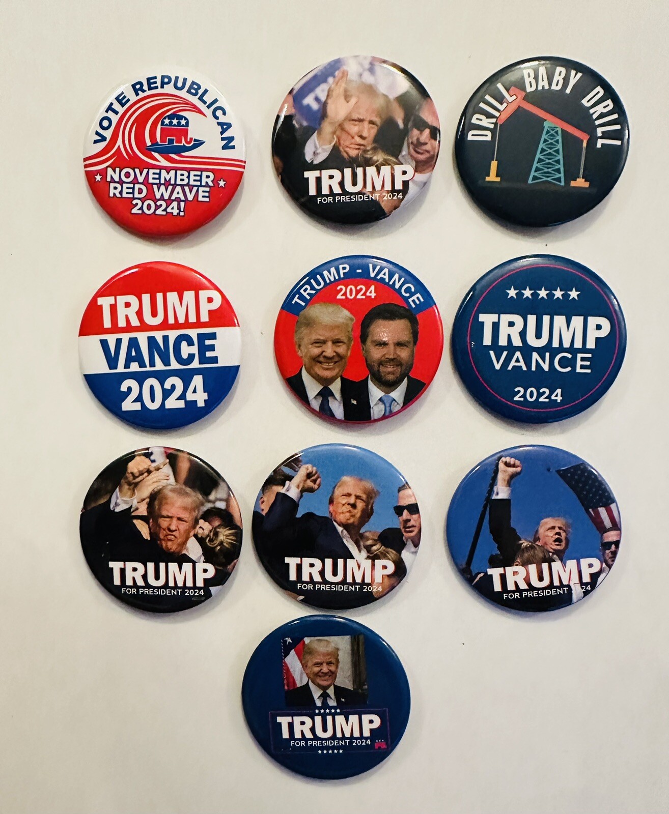 2024 Set Of 10-2-1/4” Donald Trump Pin Back Buttons | eBay