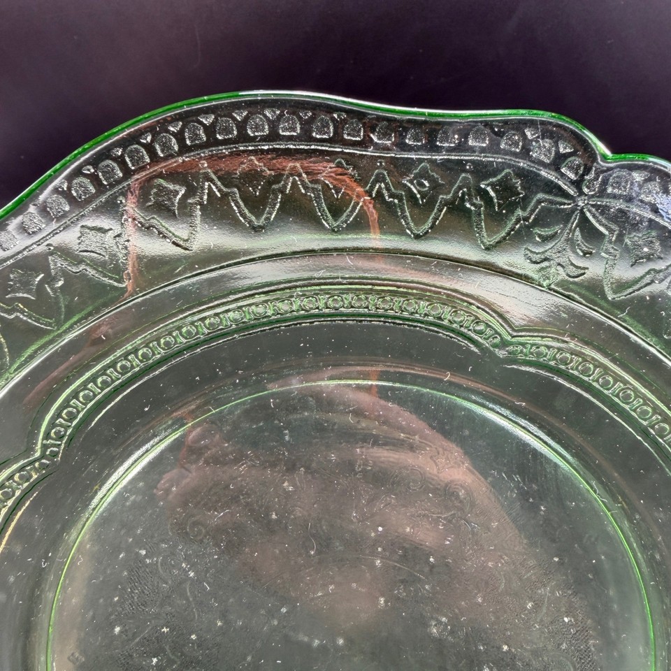 Federal Glass Patrician Spoke Green Uranium Depression Glass 9in Plates ...