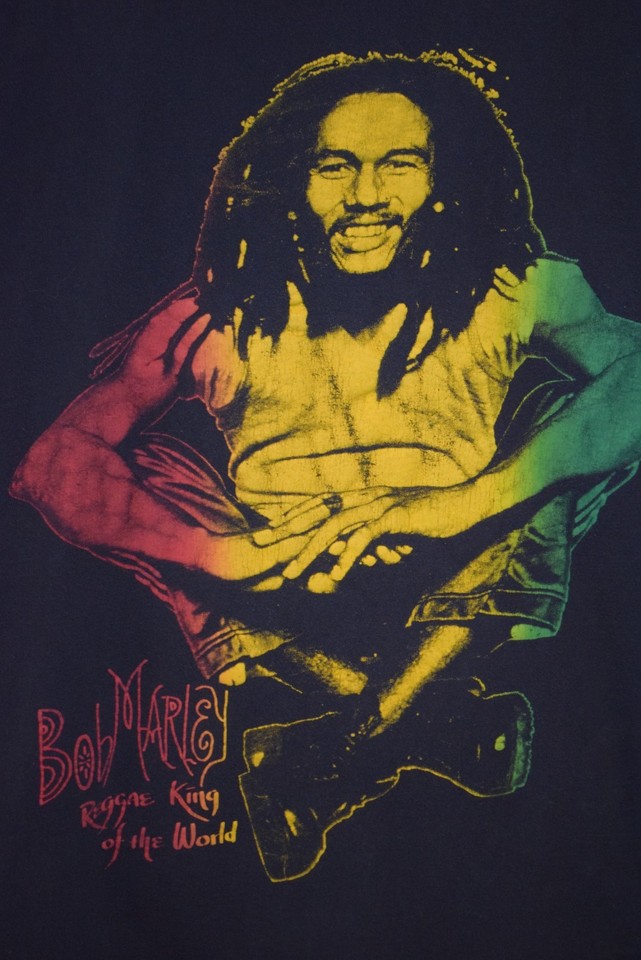 Bob Marley vtg Rap Tee Single Stitch Reggae King t shirt Lg L/XL Boxy ...