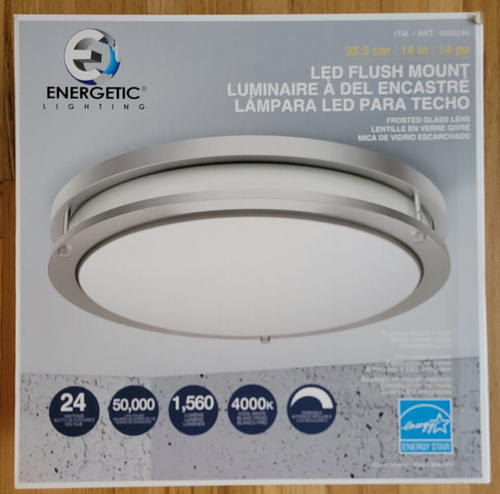 Energetic LED Flush Mount Ceiling Light - 14 in - Brushed Nickel ...