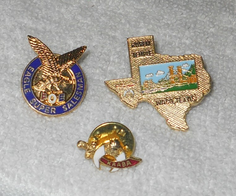 10 Hat/Vest Pins Eagles FOE Elks BOPE American Legion Lions Club ...