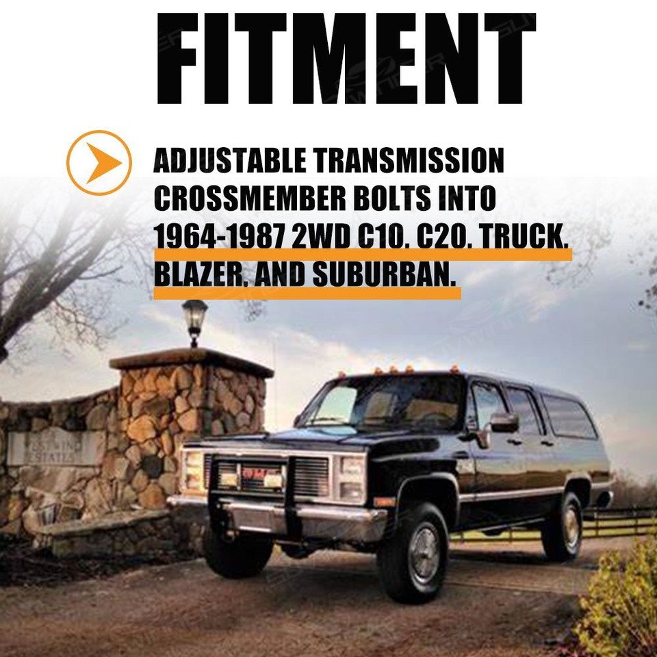 Adjustable LS LT 2WD C10 C20 Transmission Cross Member For 1963-87 ...