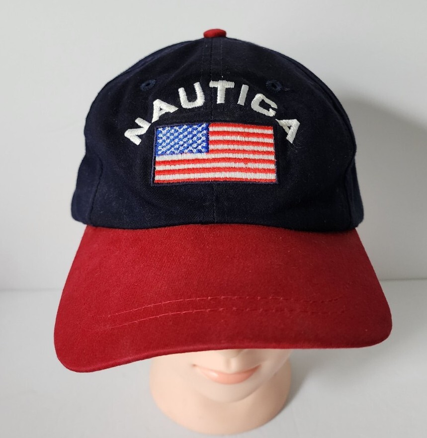 Vtg Rare Nautica Hat Blue Logo OSFA Adjustable 90s Fl… - Gem