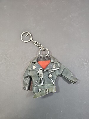 50's Black Leather keychain biker jacket YKK Zipper, Gift For ...