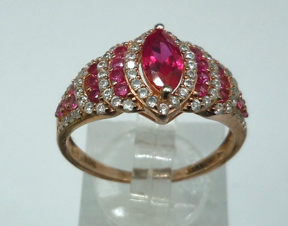 925 Sterling Gold over Silver STAUER Red Stone Ring Size 8.5 | eBay