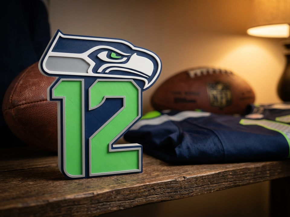 Seattle Seahawks 12th Man Wall Sign | 3D Printed Fan Decor | Man Cave ...