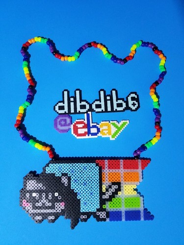 Skrillex Nyan cat kandi perler necklace, rave, EDC, PLUR hama art bead ...