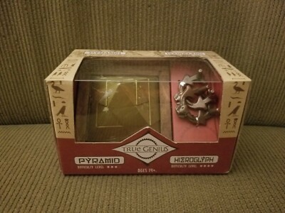 New! True Genius PYRAMID & HEIROGLYPH Wood & Metal Brainteaser Puzzle ...