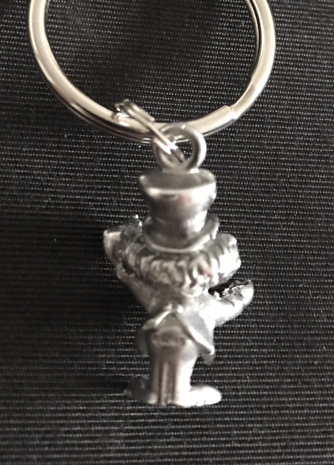 3D Pewter Mad Hatter Alice In Wonderland Silver Metal Figurine Keychain ...