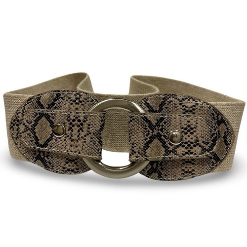 Statement Wide Waist Belt Snap Closure Faux Snakeskin Boho Gypsy Earthy ...
