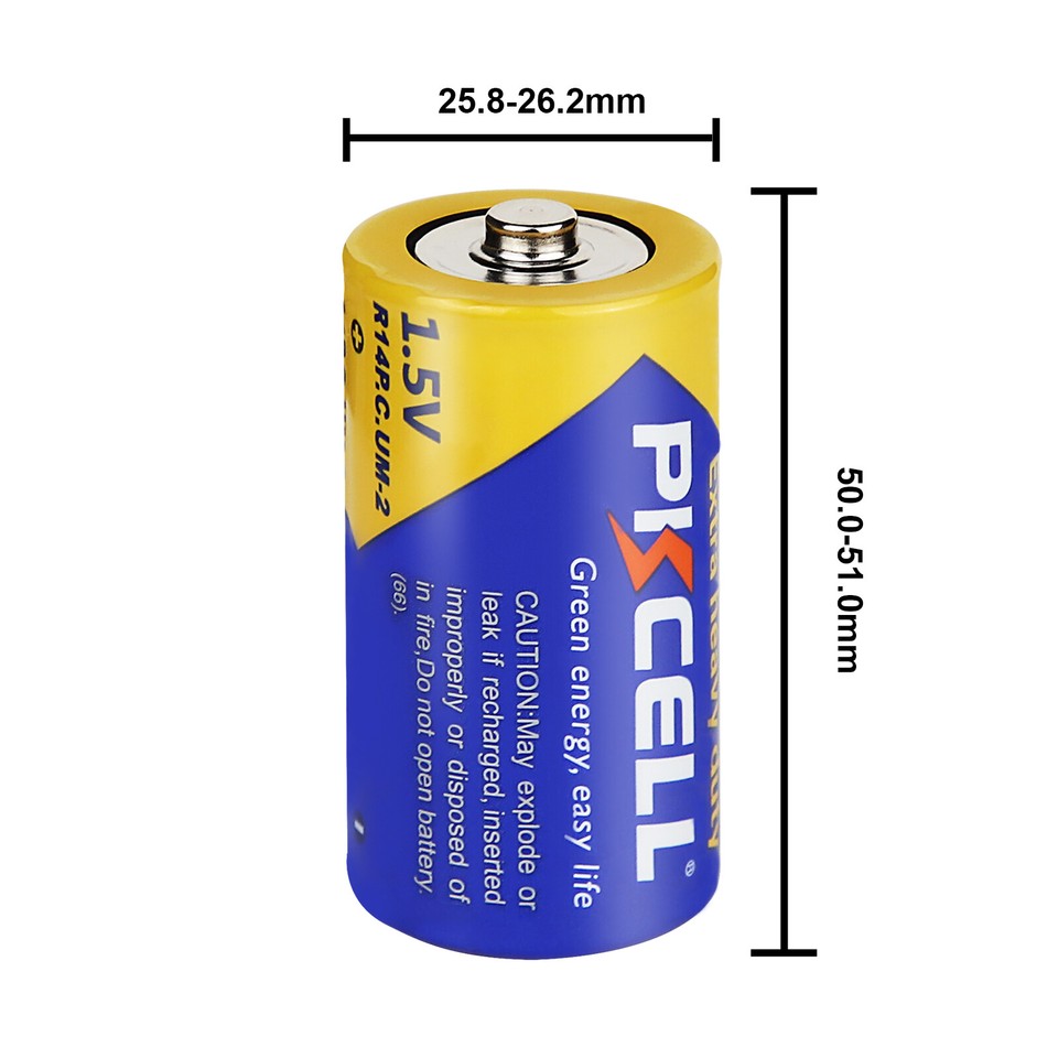 Size C Batteries Super Heavy Duty R14P UM2 1.5V Cell Zinc-carbon 40Pcs ...