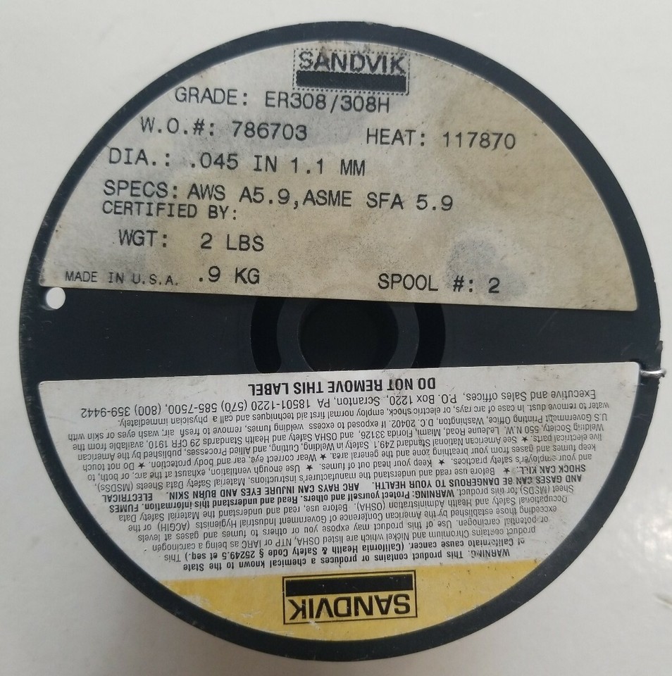 *NEW* Sandvik Stainless Steel Welding Wire.045 1.1mm ER308/308H AWS A5 ...