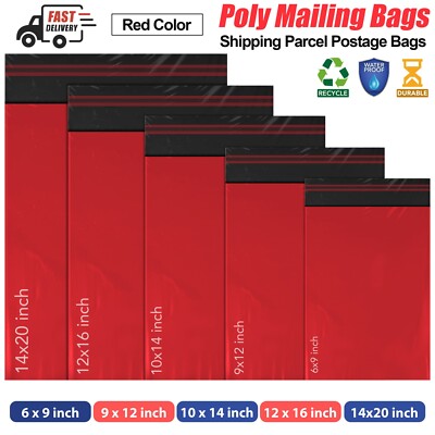 Red Mailing Bags Strong Plastic Poly Postage Post Postal Self Seal ...