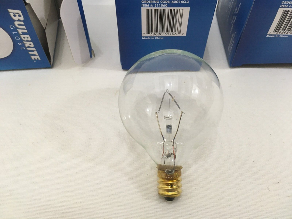 (6) NEW Bulbrite 60W G16½ Clear Globe Bulb 130V 60G16CL3 Candelabra E12 311060 | eBay