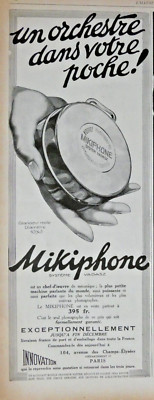PUBLICITÉ PRESSE 1926 LE MIKIPHONE UN ORCHESTRE DANS VOTRE POCHE ...