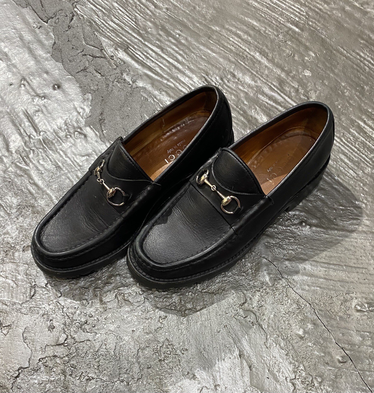 GUCCI Horsebit Black Leather Platform Loafers - Gem