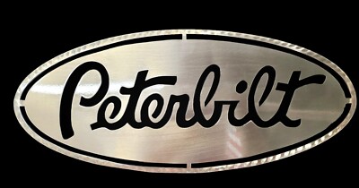 Peterbilt logo metal wall art plasma cut decor big rig semi truck pete ...