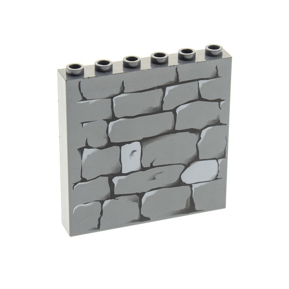 1x Lego Wall Panels 1x6x5 Neu-Dunkel Grey Construction Stone Print 8877 ...