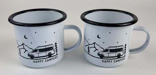 Enamel Camping Coffee Cups Mugs Relax Scene Happy Campers Orca Coatings ...