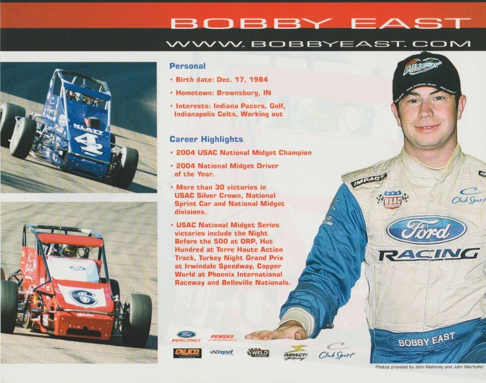 2005 Bobby East Ford Racing Beast Sprint Car Midget USAC Hero Card | eBay