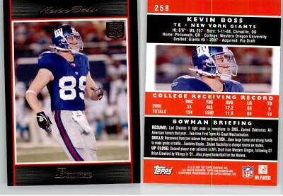 Kevin Boss 2007 Bowman #258 Western Oregon Giants RC Rookie | eBay