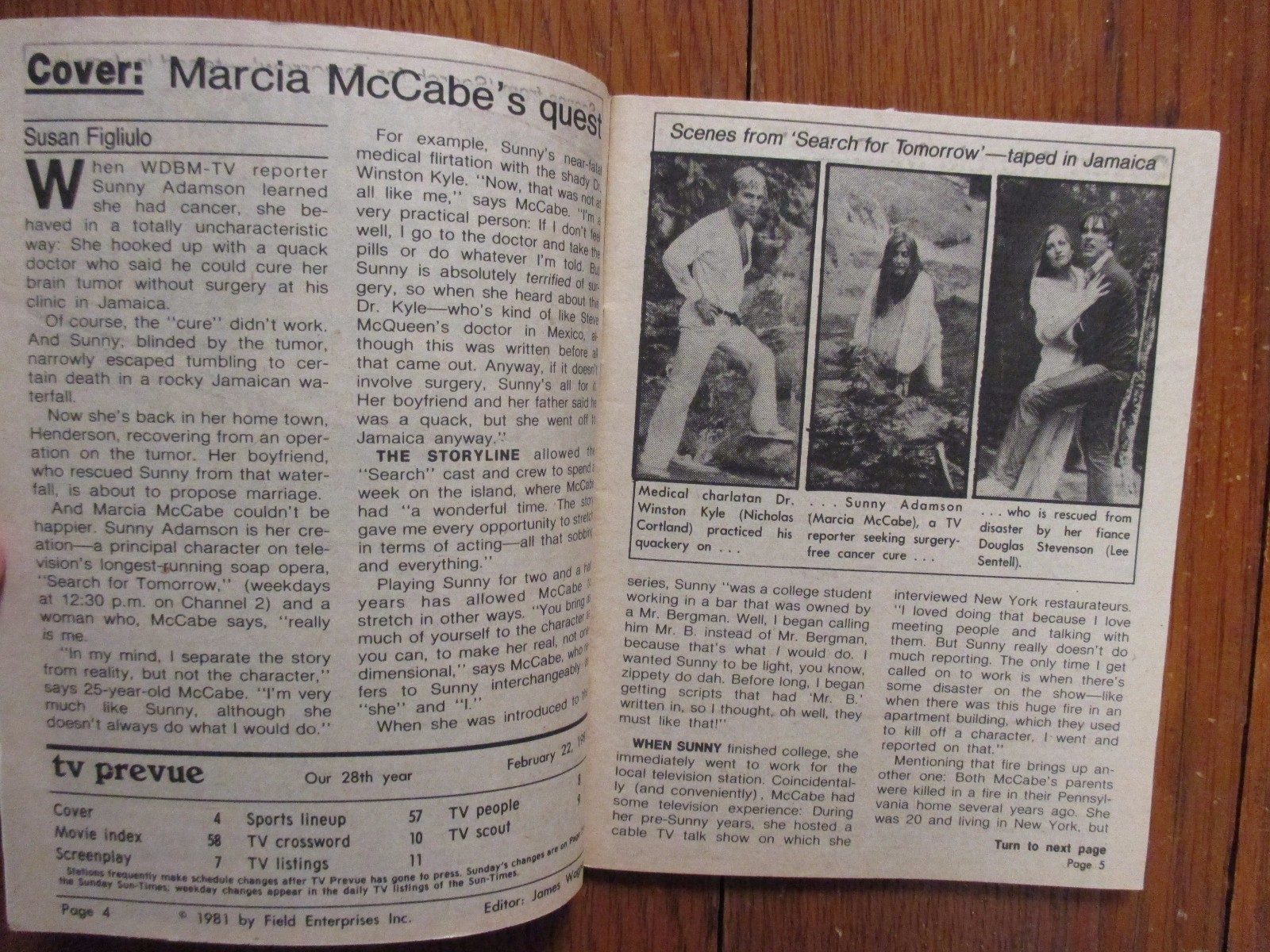 1981 Chicago Sun-Tim TV Prevue Mag(MARCIA McCABE/SEARCH FOR TOMORROW ...
