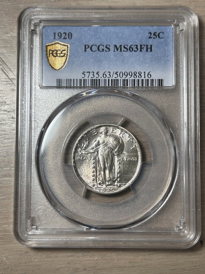 1920 "P" Standing Liberty Quarter SLQ 25c PCGS Gold Shield MS63 FH ...