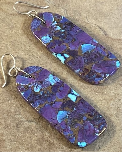 Marcella Castillo Kewa Dyed Mojave Turquoise Slab Earrings | eBay