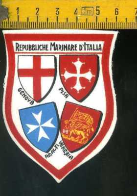 Stemma in Stoffa Souvenir d' Epoca Rep. Marinare Genova Pisa Amalfi ...